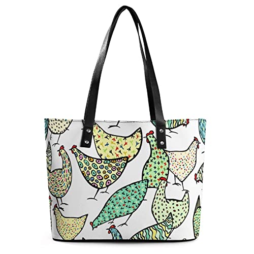 Womens Handbag Chickens Leather Tote Bag Top Handle Satchel Bags For Lady