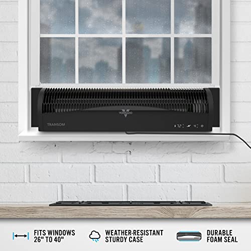 Vornado TRANSOM Window Fan with 4 Speeds, Remote Control, Reversible Exhaust Mode, Weather Resistant Case, Black, Whole Room