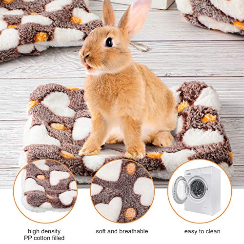 3 Pieces Small Pet Cage Hammock Set Include Double-Layer Sugar Glider Swinging Bed Hanging Rat House Cage and Hamster Warm Bed Mat for Rat Parrot Ferret Squirrel Hamster Rat Playing Sleeping (Brown)