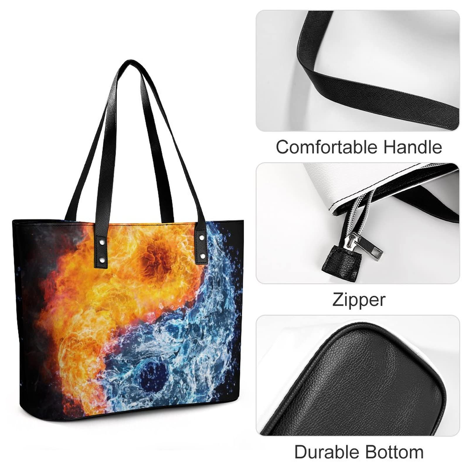 Womens Handbag Yin Yang Symbol Leather Tote Bag Top Handle Satchel Bags For Lady