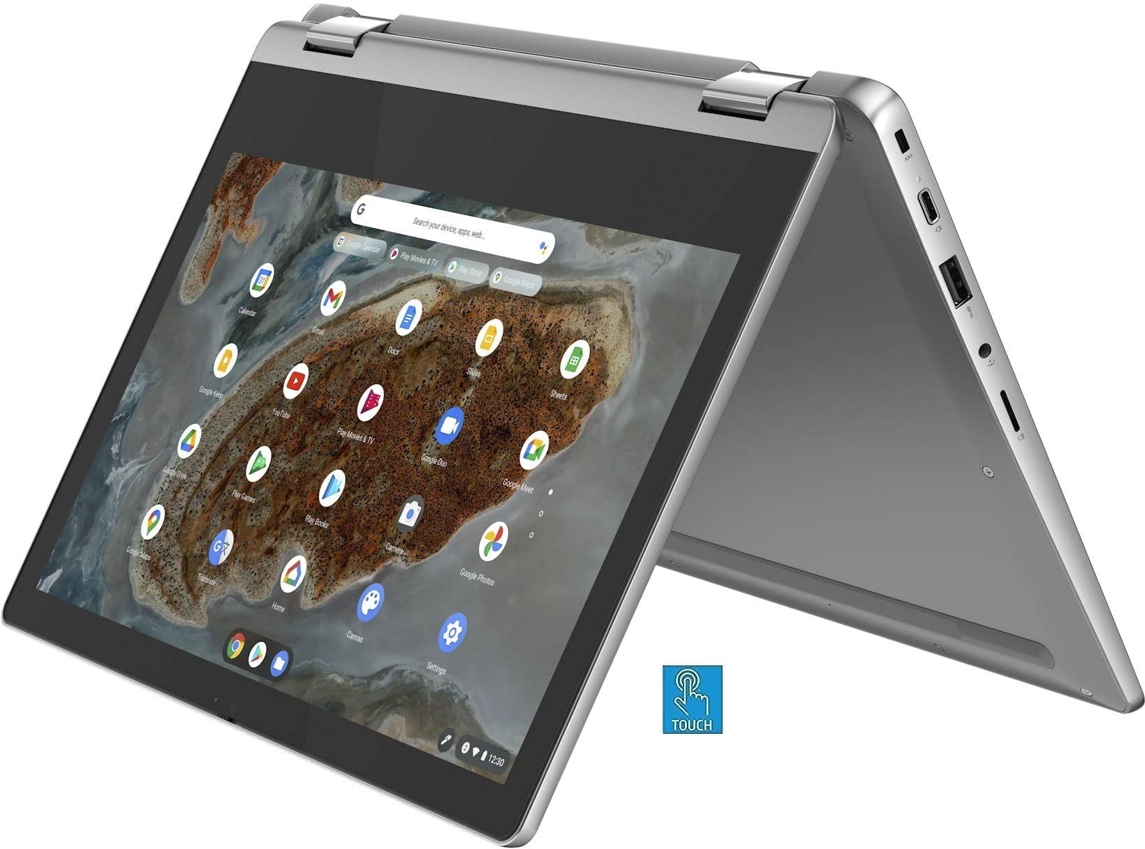 Lenovo Newest 11" 2-in-1 Convertible Chromebook Laptop, 11.6-Inch HD Touch Screen, Intel Celeron N4000 CPU, 4GB RAM, 96GB Space(32GB eMMC+64GB Card),Bluetooth, Webcam, USB-C, Chrome OS, Gray