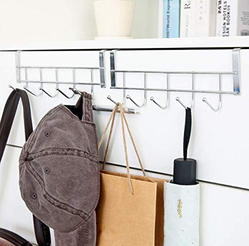 TSYWARE 3 Pack Over The Cabinet Hooks Kitchen Cabinet Rack Hook Space Saving Storage Hanger Bathroom Towel Metal 5 Hooks (Not for The Door)