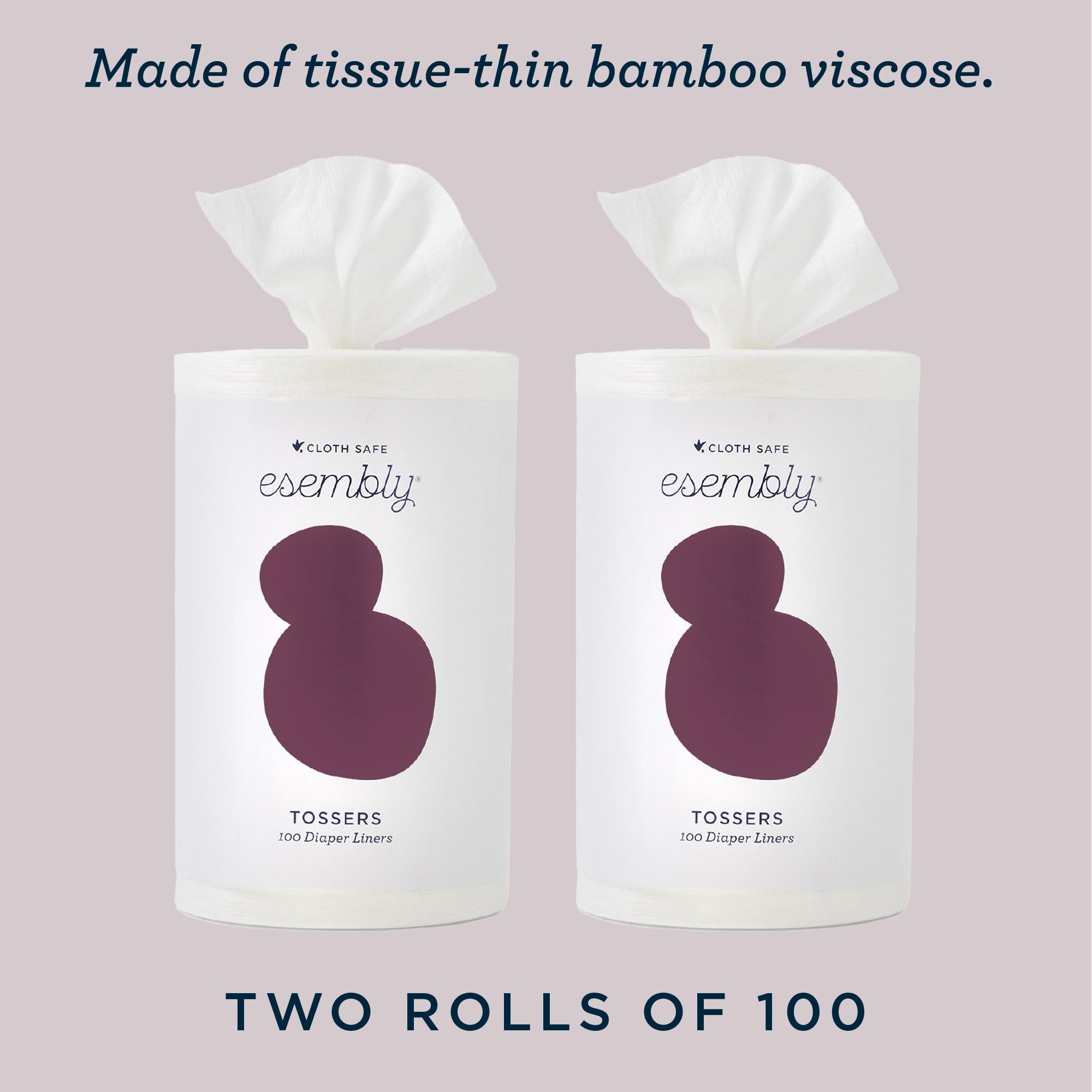 Esembly Cloth Diaper Inner (Size 2, 3 Pack) and Tossers (2 Pack) - Reusable and Absorbent Inner with Fragrance-Free and Chlorine-Free Disposable Liner