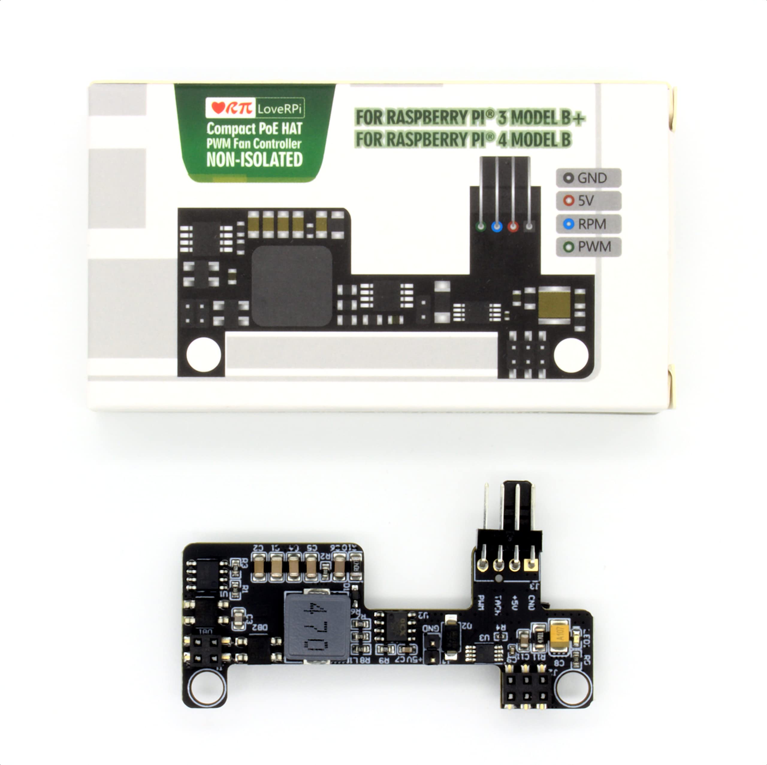 LoveRPi Compact PoE HAT with PWM Fan Controller for Raspberry Pi 4