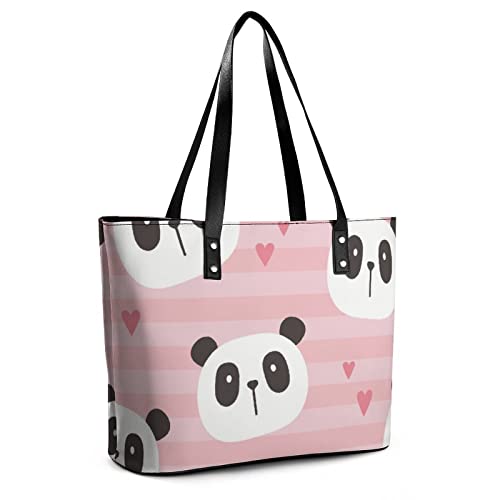 Womens Handbag Panda Patterns Leather Tote Bag Top Handle Satchel Bags For Lady