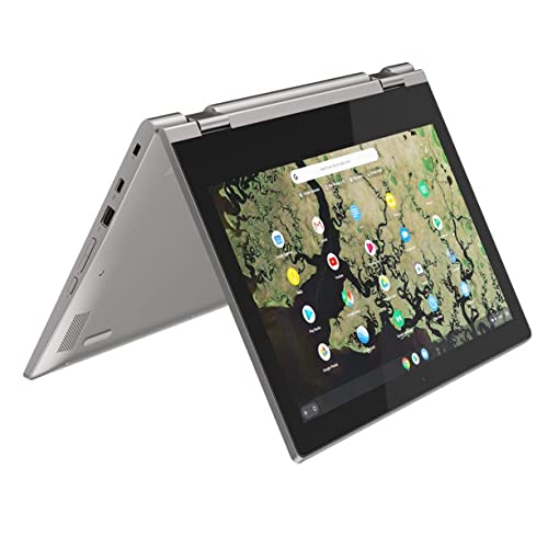 Lenovo Newest 11" 2-in-1 Convertible Chromebook Laptop, 11.6-Inch HD Touch Screen, Intel Celeron N4000 CPU, 4GB RAM, 96GB Space(32GB eMMC+64GB Card),Bluetooth, Webcam, USB-C, Chrome OS, Gray