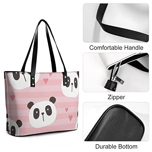 Womens Handbag Panda Patterns Leather Tote Bag Top Handle Satchel Bags For Lady