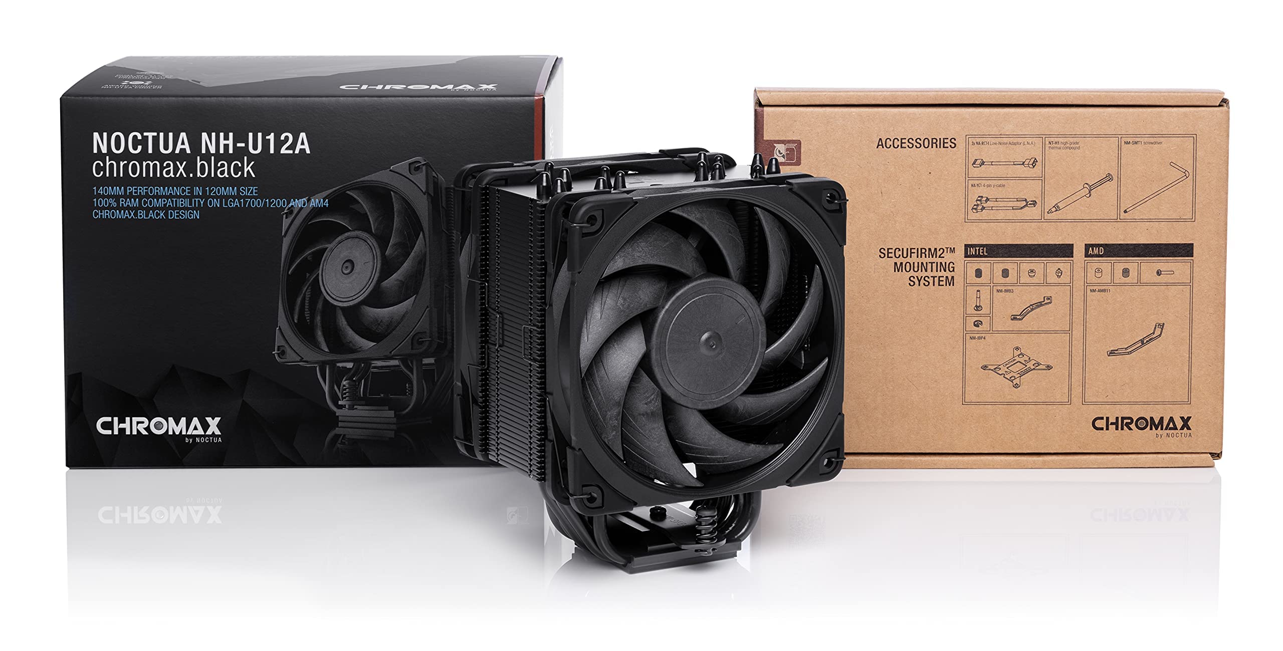 Noctua NH-U12A chromax.Black CPU Cooler with NA-HC8 chromax.Black heatsink Cover