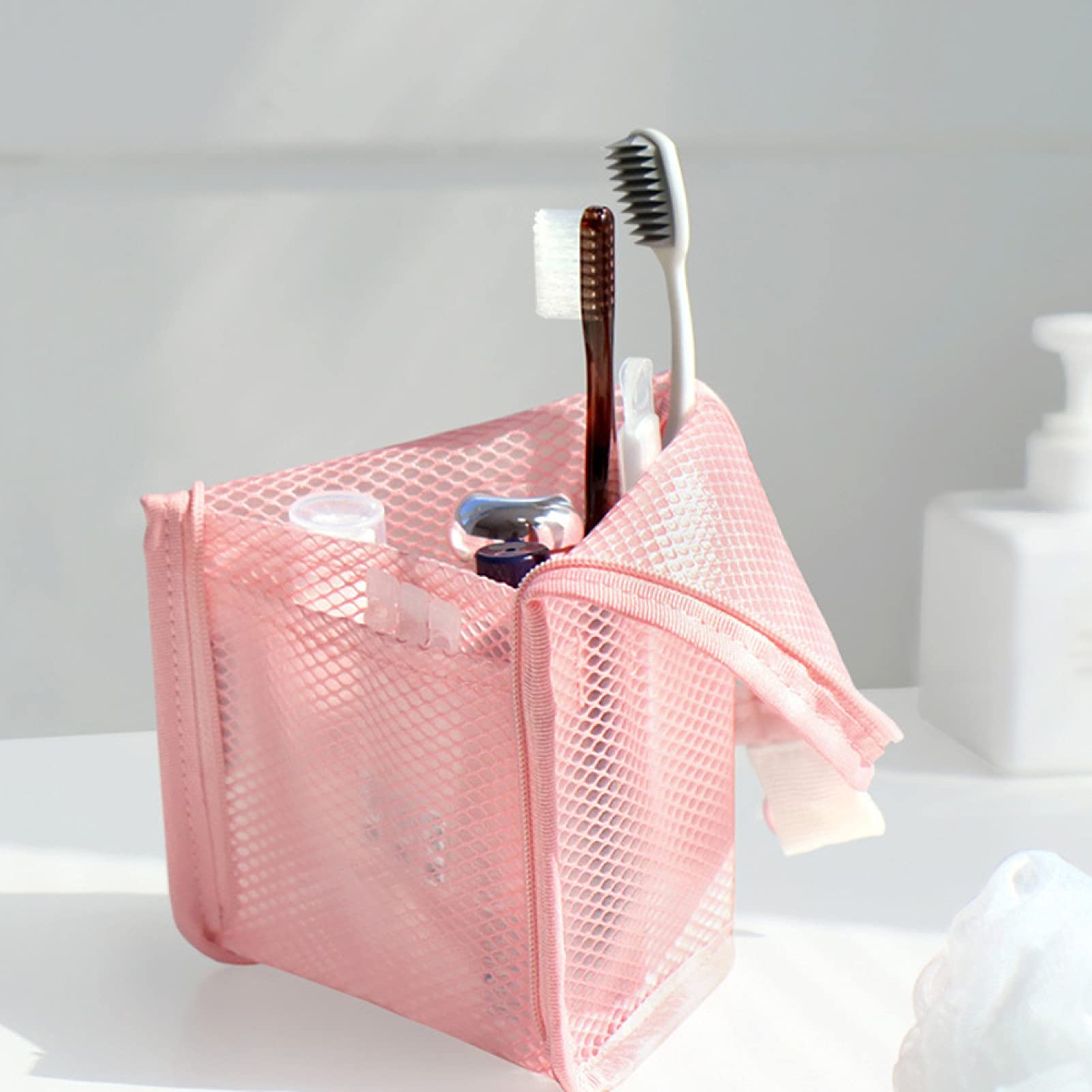 Shulemin Travel Toiletry Bag Make Up Bags, Portable Travel Makeup Brush Toothbrush Toothpaste Storage Bag Case Container for Bottles, Cosmetics,Bathroom Toiletries Grey