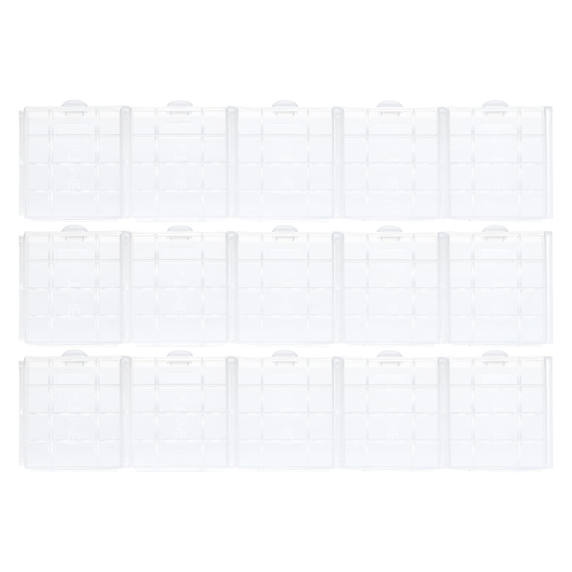 [15 Pack] 4-in-1 Unique AA Battery Storage Holder Kit with Reusable Stickers (45) Effective AA and AAA Battery Storage Organizer Battery Holder Cases