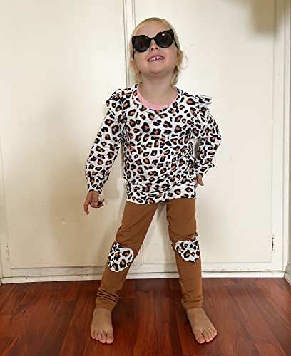 QLIPIN Little Girls 2 Piece Outfits Toddler Leopard Print Sweatshirts and Leggings Set School Outfits Clothes Fall Sets