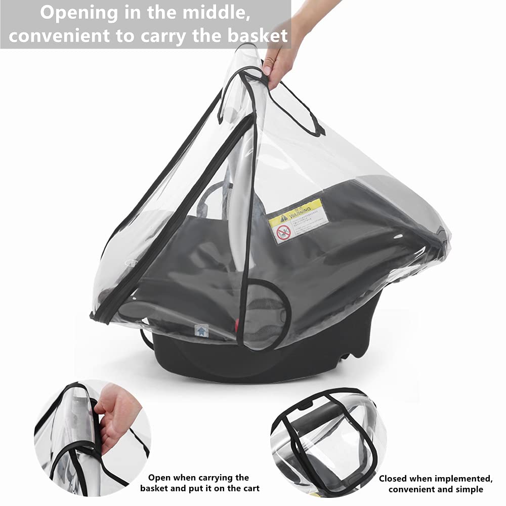 Universal Car Seats Carrier Rain Cover, Infant Baby Travel Ventilated Wind Rain Shield, Waterproof, Snow and Dust Proof Rain Cover Features Quick-Access Zipper Door & Side Ventilation & Handle Opening