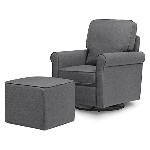 DaVinci Maya Upholstered Swivel Glider and Ottoman in Shadow Gray, Greenguard Gold Certified