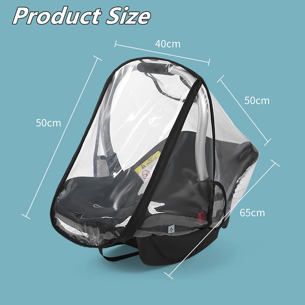 Universal Car Seats Carrier Rain Cover, Infant Baby Travel Ventilated Wind Rain Shield, Waterproof, Snow and Dust Proof Rain Cover Features Quick-Access Zipper Door & Side Ventilation & Handle Opening