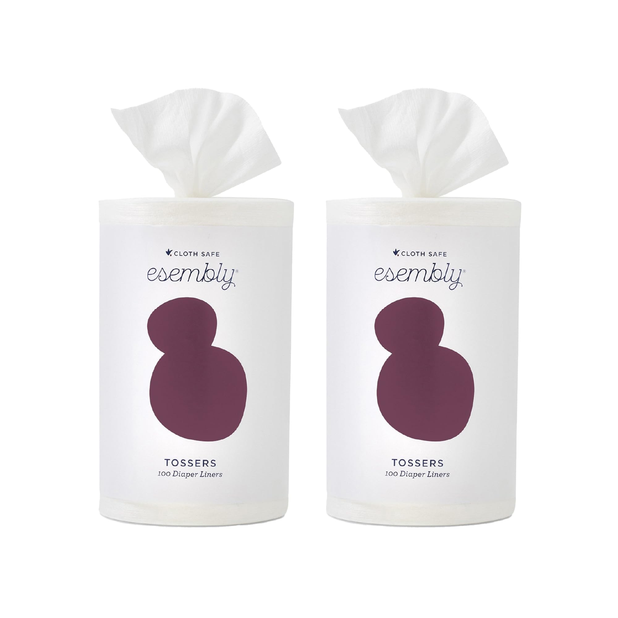 Esembly Cloth Diaper Inner (Size 1, 3 Pack) and Tossers (2 Pack) - Reusable and Absorbent Inner with Fragrance-Free and Chlorine-Free Disposable Liner
