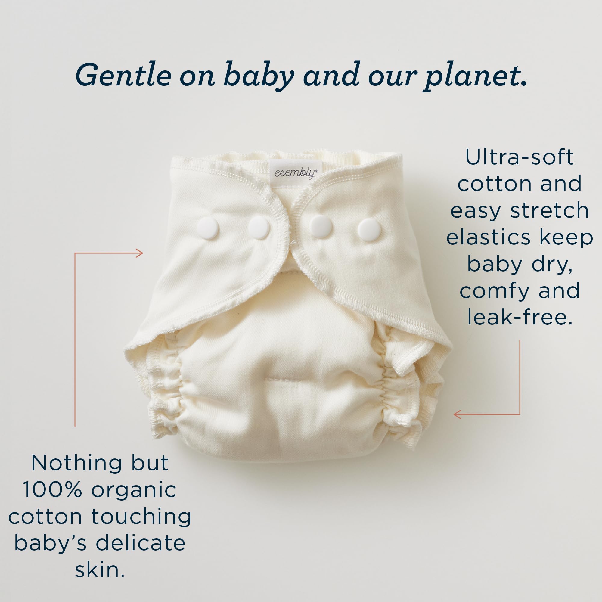Esembly Cloth Diaper Inner (Size 1, 3 Pack) and Tossers (2 Pack) - Reusable and Absorbent Inner with Fragrance-Free and Chlorine-Free Disposable Liner
