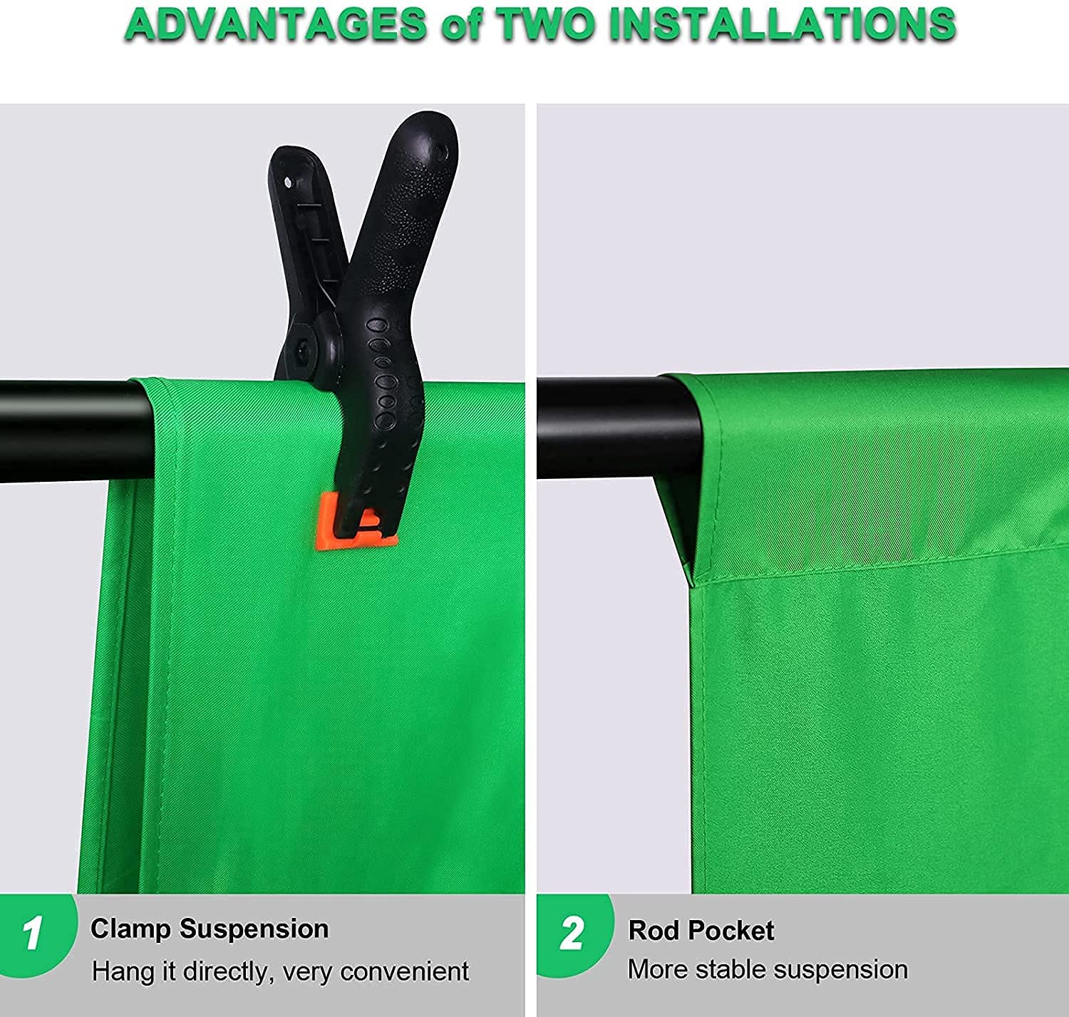 9.5 X 6 FT Green Screen Backdrop, Photography Chromakey Virtual Background for Zoom Streaming Meeting, High Density Opaque Polyester Fabric GreenScreen Sheet for Gaming Video Studio, 4 Spring Clamps