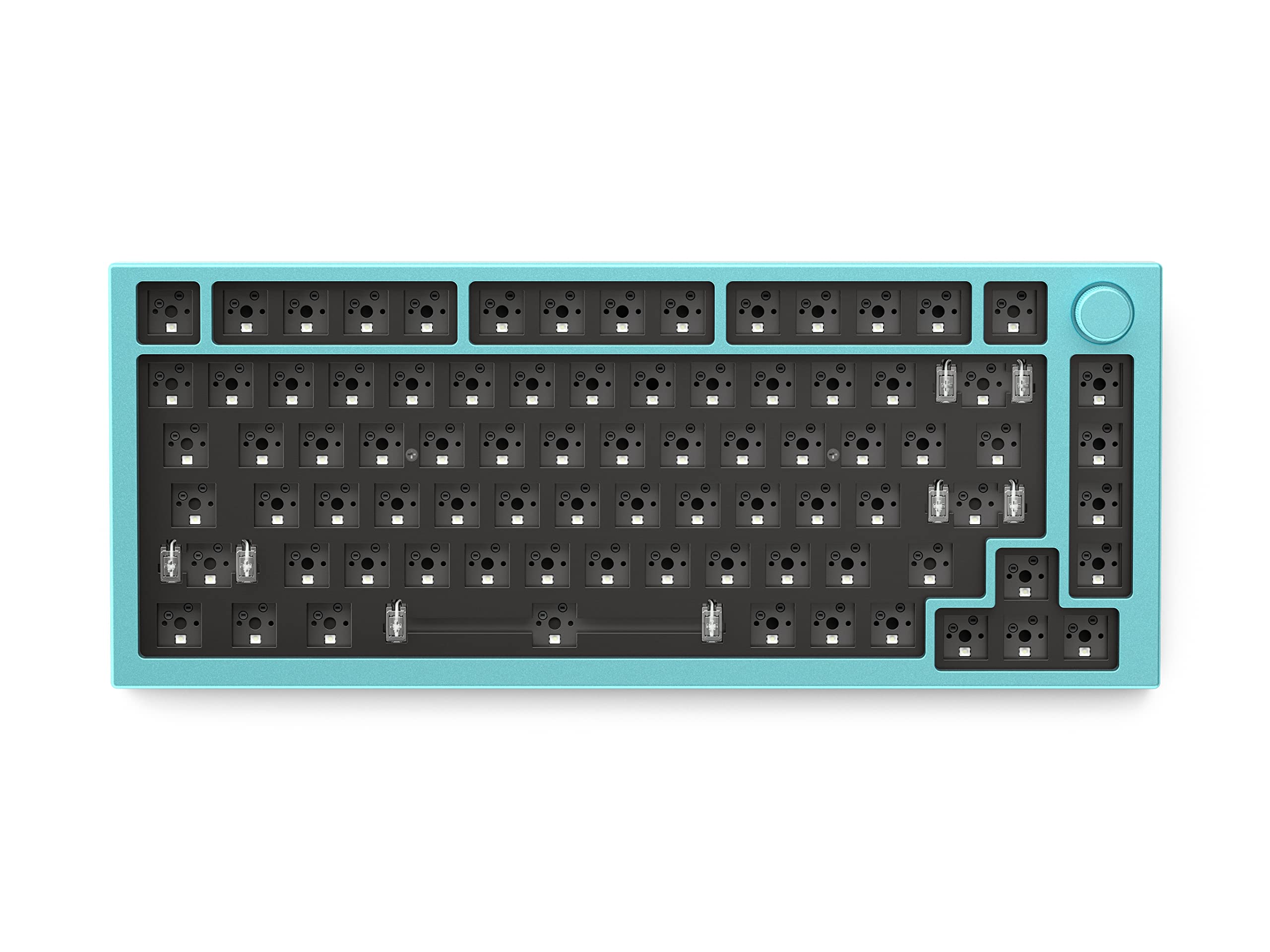 Glorious Top Frame for GMMK PRO - 75% Keyboard with Knob Gaming - Aluminum Mounting Frame for Custom Mechanical Keyboard for PC Gaming and Programming (Aqua Blue)