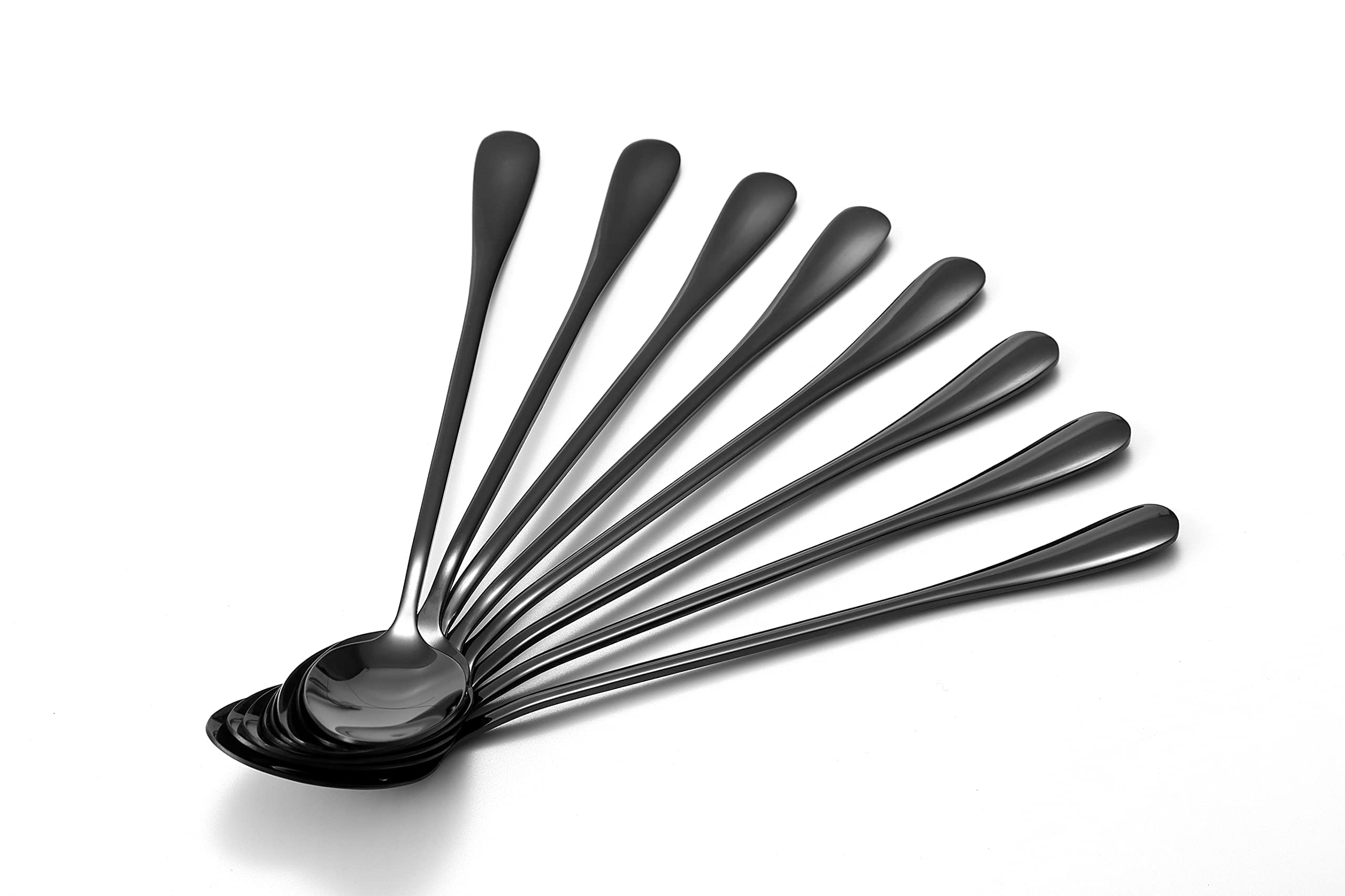 KYA23 Golden Titanium Knife Set with Acrylic Stand + KYA59 Titanium Coated Stainless Steel Long Handle Spoons