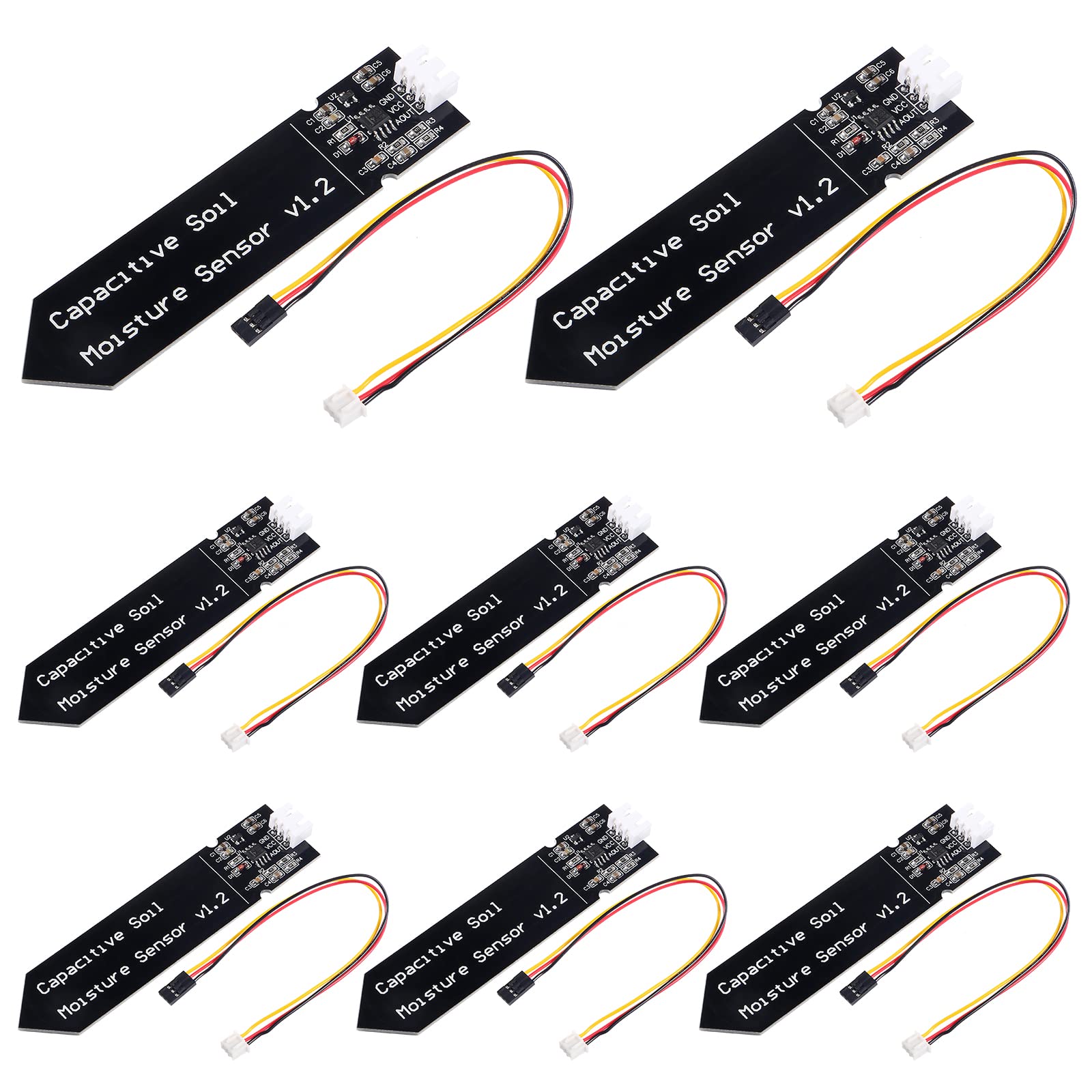 DORHEA 8Pcs Capacitive Soil Moisture Sensor Corrosion Resistant Module Wide Voltage Wire Analog Capacitive Soil Moisture Sensor for Moisture Detection Garden Plants Watering DIY Kits