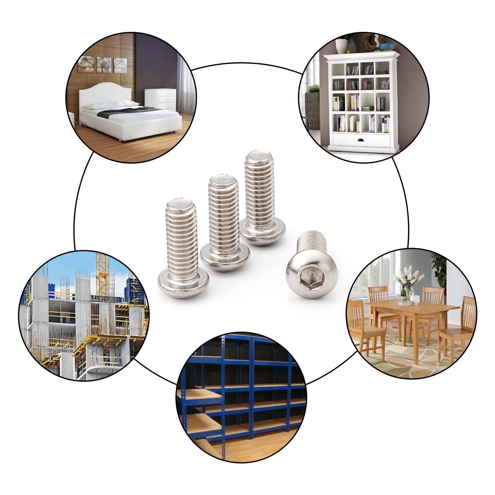 50 Pcs 1/4-20 x 1 Button Head Socket Cap Bolts Screws,304 Stainless Steel 18-8,Allen Socket Drive,Bright Finish,Fully Machine Thread (1/4-20 x 1 50pcs)