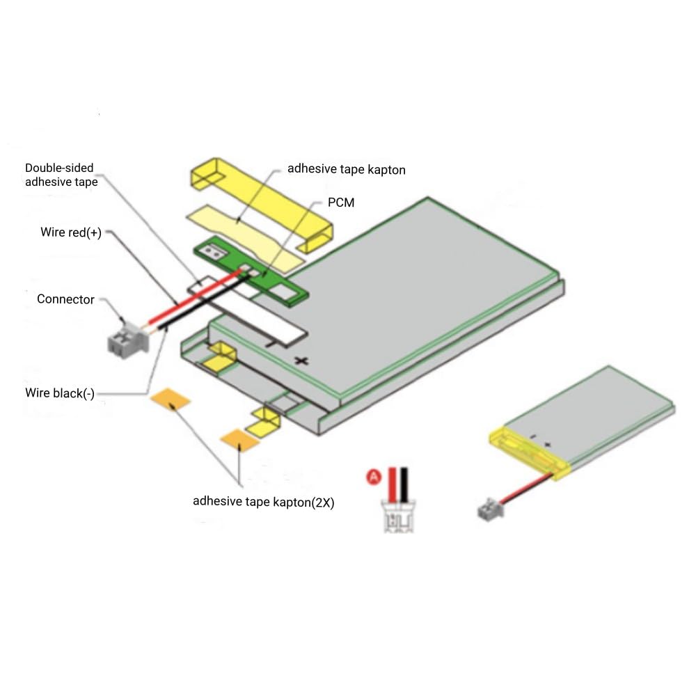 Octelect 2PCS lipo Battery Polymer Lithium Battery 472540 3.7V 500mAh Lithium Battery for Smart Digital Products
