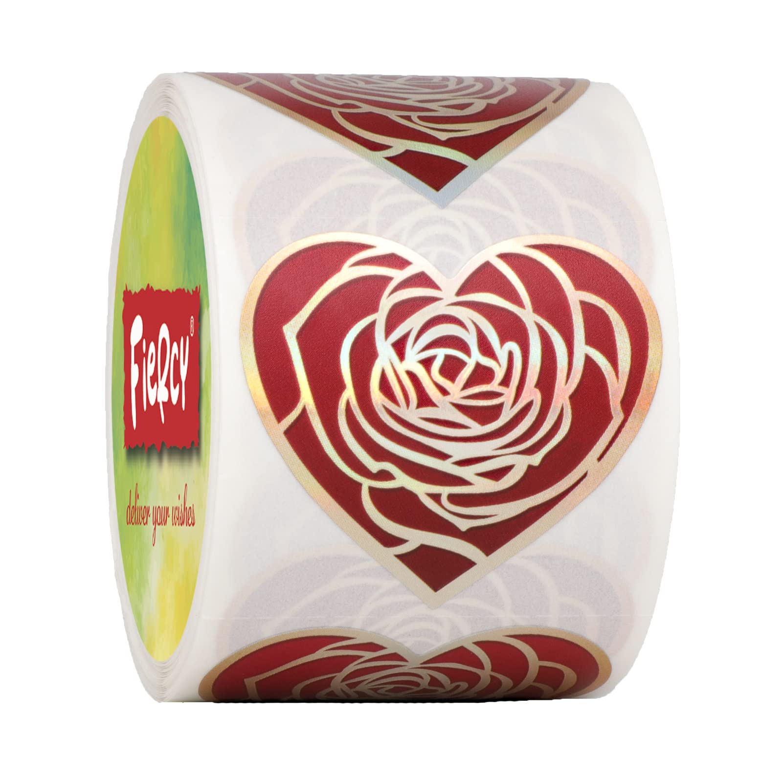Rose Heart Stickers Roll, 1.5 inch Heart Self-Adhesive Labels for Personal and Business Use, Wedding Stickers for Favors, Love Stickers for Gift Wrap