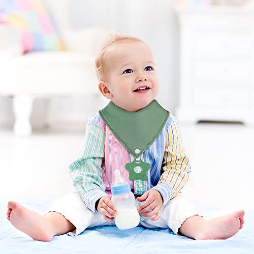 Yoofoss Baby Bandana Drool Bibs 6 Pack and Teething Toys Soft and Absorbent for Boys and Girls 0-36 Months - Baby Teething Bibs Plain Color