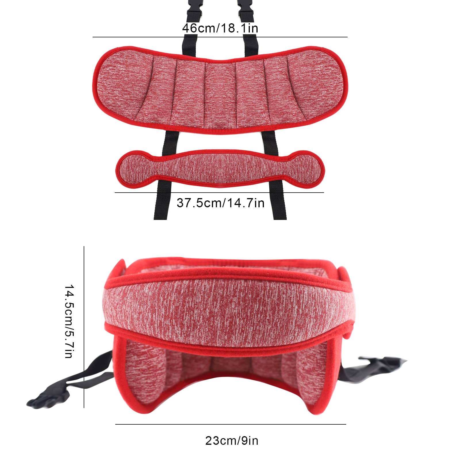 vocheer Baby Car Seat Head Support Band, Adjustable Carseat Sleep Nap Aid Holder Belt Head Protection Strap for Kids 1-5 Years Old Red