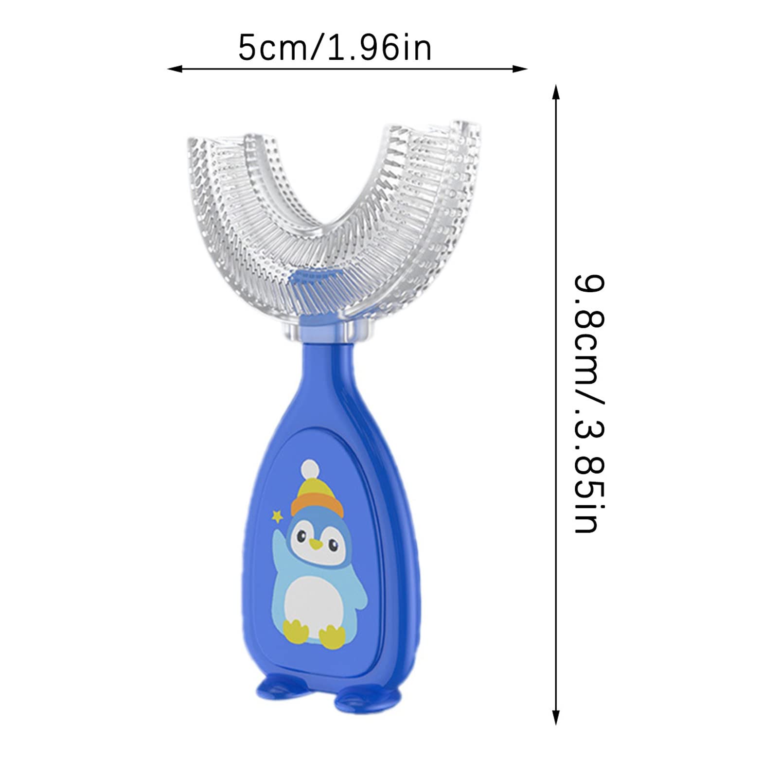 2Pcs Kids U- Shaped Toothbrush Food Grade Soft Silicone Brush Head Manual U-Type Toothbrush 360° Teeth Cleaning Brush Oral Training Toothbrush for Kids Ages 2-6 (Blue, Penguin)