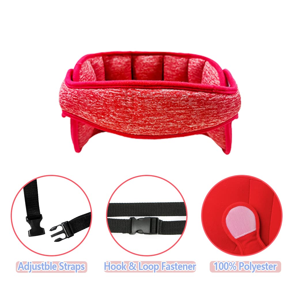 vocheer Baby Car Seat Head Support Band, Adjustable Carseat Sleep Nap Aid Holder Belt Head Protection Strap for Kids 1-5 Years Old Red