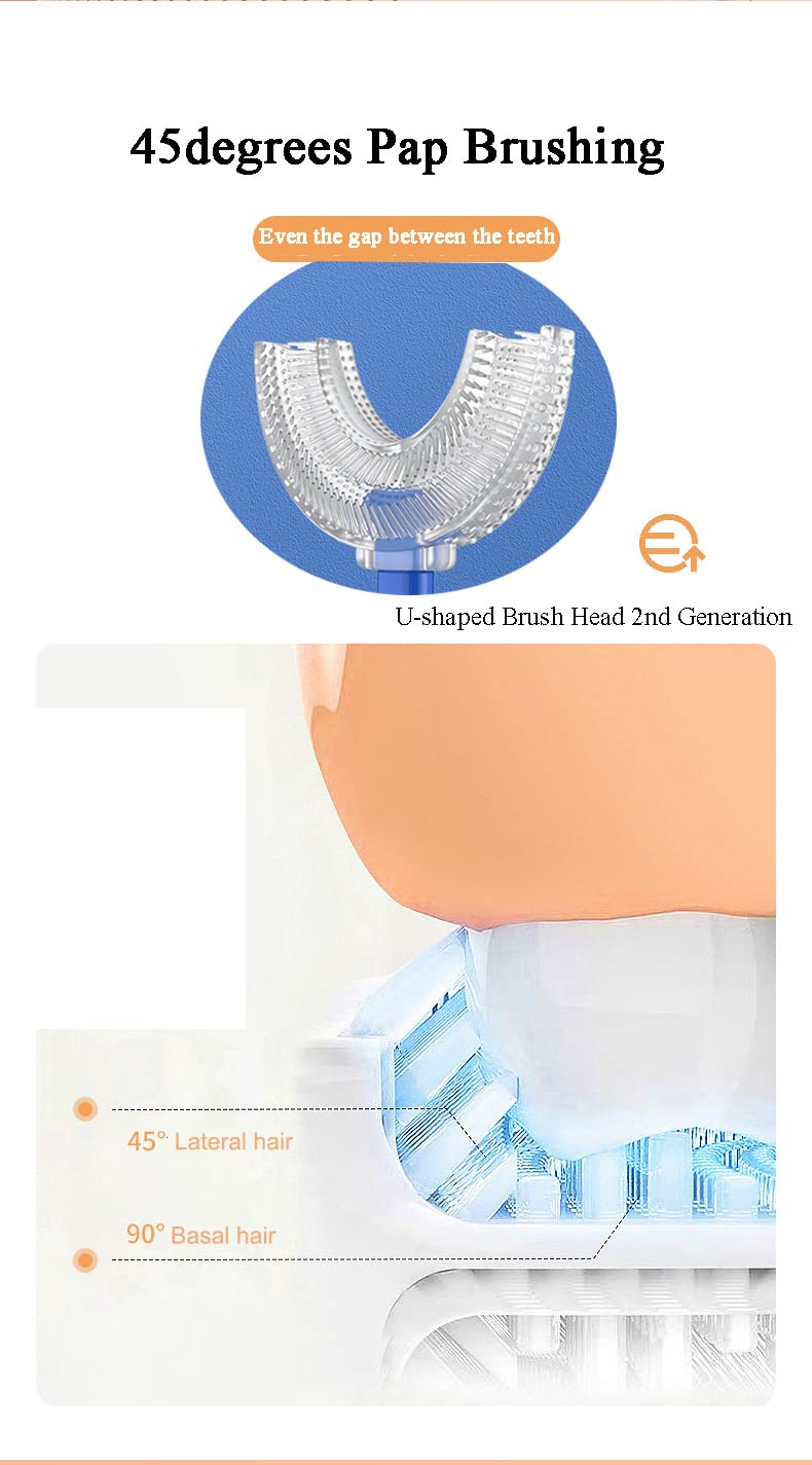 2Pcs Kids U- Shaped Toothbrush Food Grade Soft Silicone Brush Head Manual U-Type Toothbrush 360° Teeth Cleaning Brush Oral Training Toothbrush for Kids Ages 2-6 (Blue, Penguin)