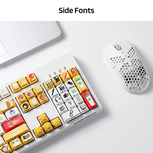 LTC LavaCaps PBT Double Shot108 Keycaps Set, Cat's Claw Sublimation OEM Profile for ANSI US Layout 61/87 TKL/104/108 Keys Mechanical Keyboard, with Keycap Puller - (Only Keycaps), Yellow