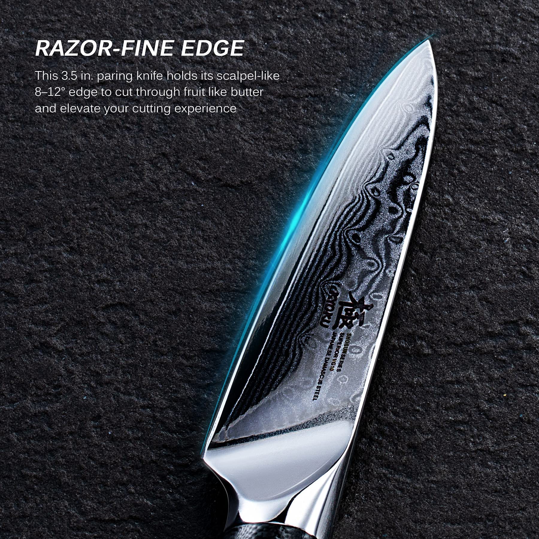 KYOKU 3.5" Paring Knife + 8'' Serrated Bread Knife - Shogun Series - Japanese VG10 Steel Core Forged Damascus Blade