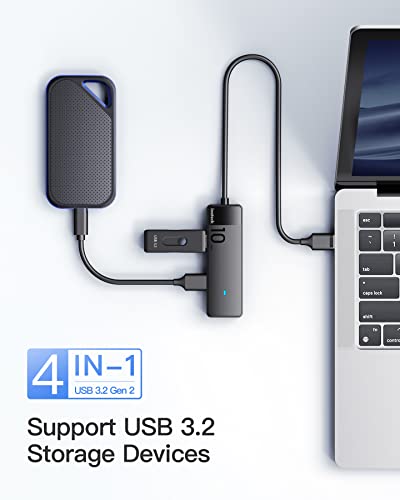Inateck USB Hub with 4 USB A Ports, USB 3.2 Gen 2 Speed, 1.6 ft Cable, HB2025A