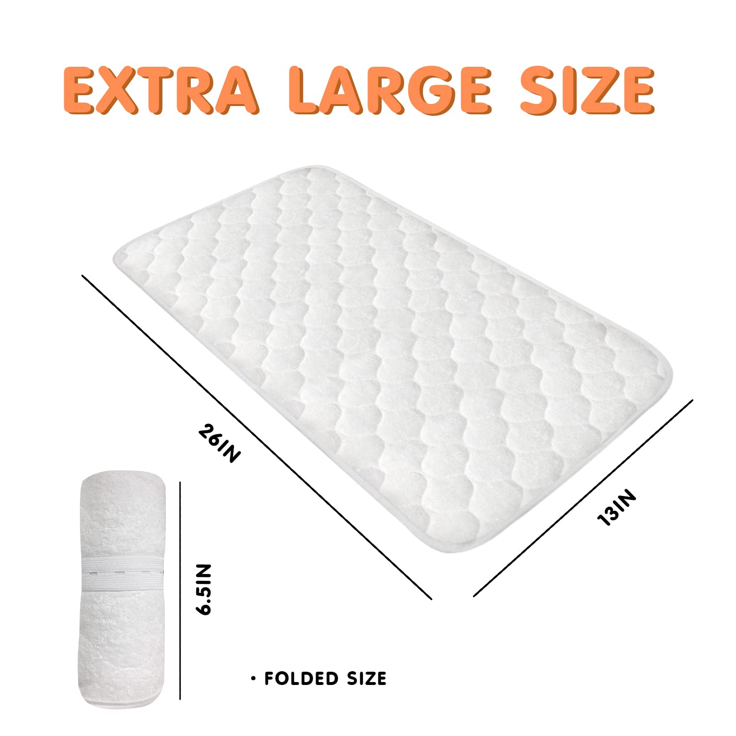 Waterproof Changing Pad Liners, 26" x 13" Hypoallergenic & Reusable Ultra Soft Changing Table Cover Liners , 3 Pack Portable Baby Diaper Change Mat - White