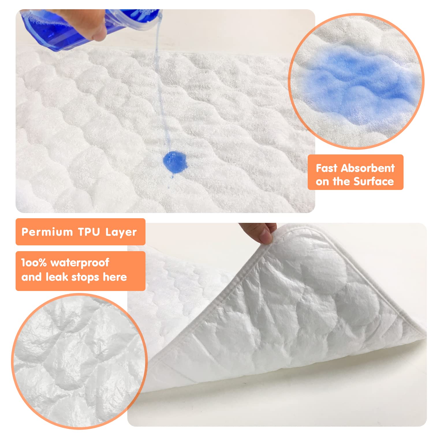 Waterproof Changing Pad Liners, 26" x 13" Hypoallergenic & Reusable Ultra Soft Changing Table Cover Liners , 3 Pack Portable Baby Diaper Change Mat - White