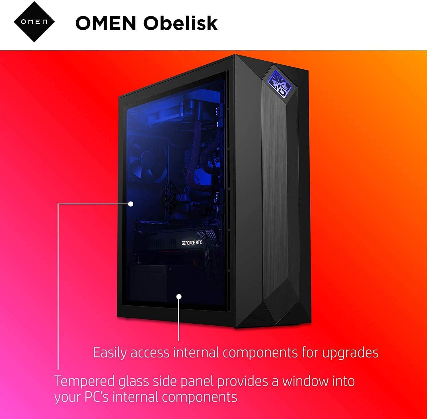 OMEN Obelisk Gaming Desktop Tower Computer, 8-Core i7-9700K Up to 4.9GHz, GeForce RTX 2080 Super 8GB (32GB DDR4 RAM | 1TB SSD | 1TB HDD) VR Ready, Windows 10 Home