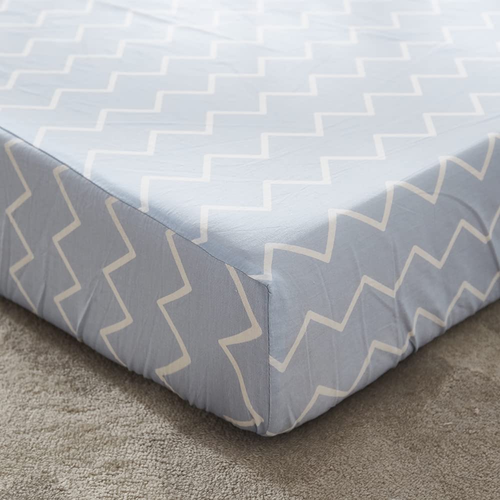 Brandream Blue White Boys Bedding Baby Nautical Nursery Sheet Set Ocean Animal Fish Newborn Cotton Blanket, Beach Theme Fitted Sheet, Bed Skirt, 3 Piece