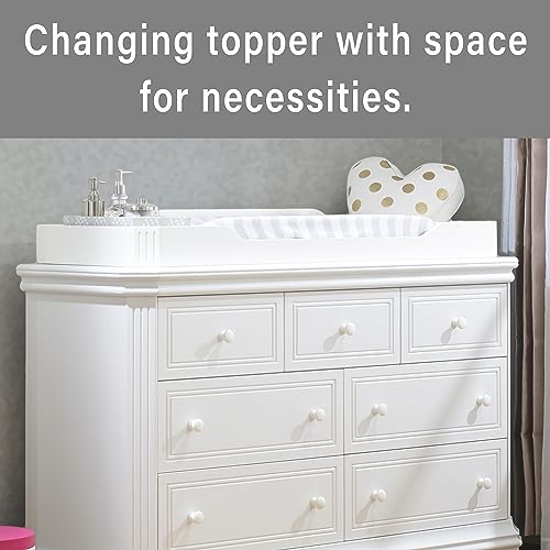 Sorelle Furniture Changing Table Topper for Dresser, Dressing and Diaper Changing Solution for Baby Dresser, Nursery Furniture-White