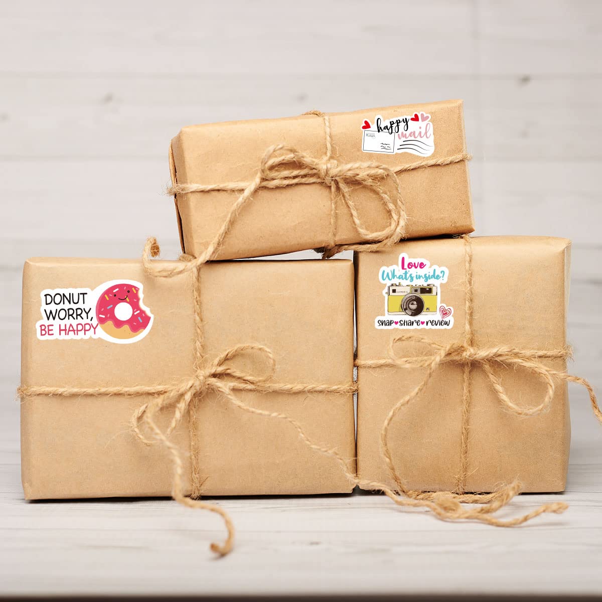 Donut Worry Be Happy Stickers,Thank You Stickers,Handmade Stickers,Small Shop Stickers,Envelopes Stickers for Small Business, Online Retailers,Handmade Goods,500 Labels Per Roll