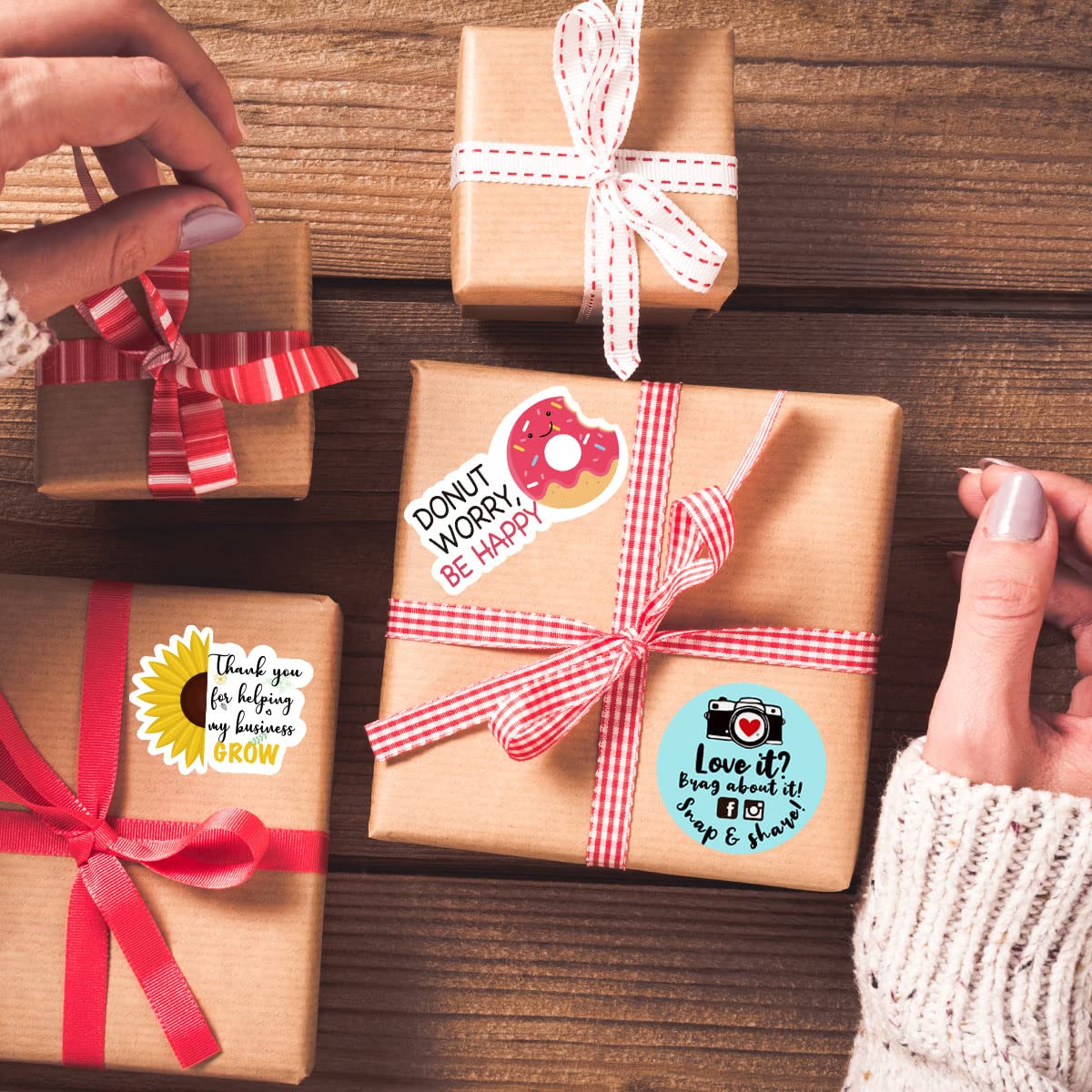 Donut Worry Be Happy Stickers,Thank You Stickers,Handmade Stickers,Small Shop Stickers,Envelopes Stickers for Small Business, Online Retailers,Handmade Goods,500 Labels Per Roll