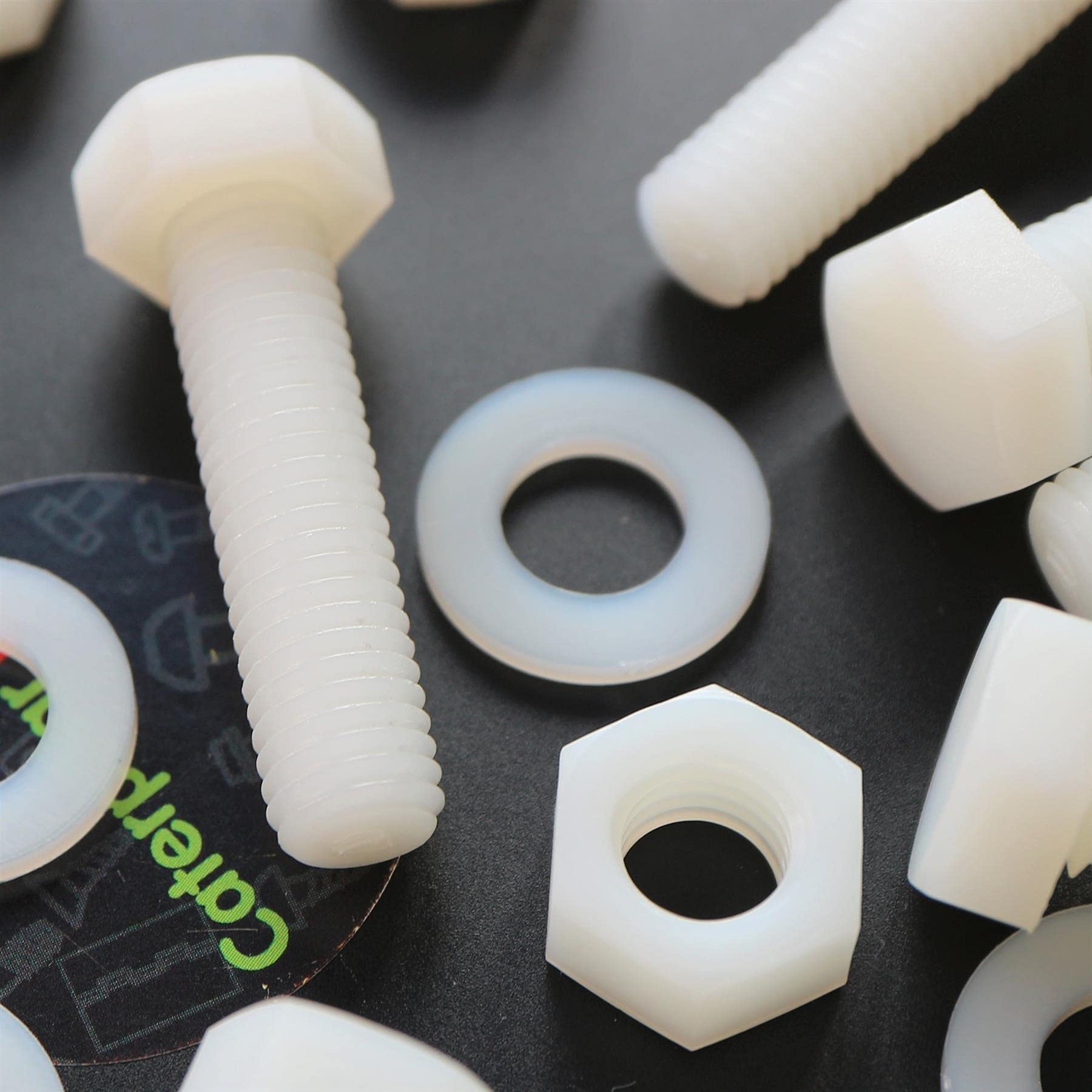 20 x Natural Colour Nylon, Hex Head, M10 x 40mm, Plastic Nuts and Bolts, Washers, Hexagon, Nylon, (25/64 x 1 37/64 in)