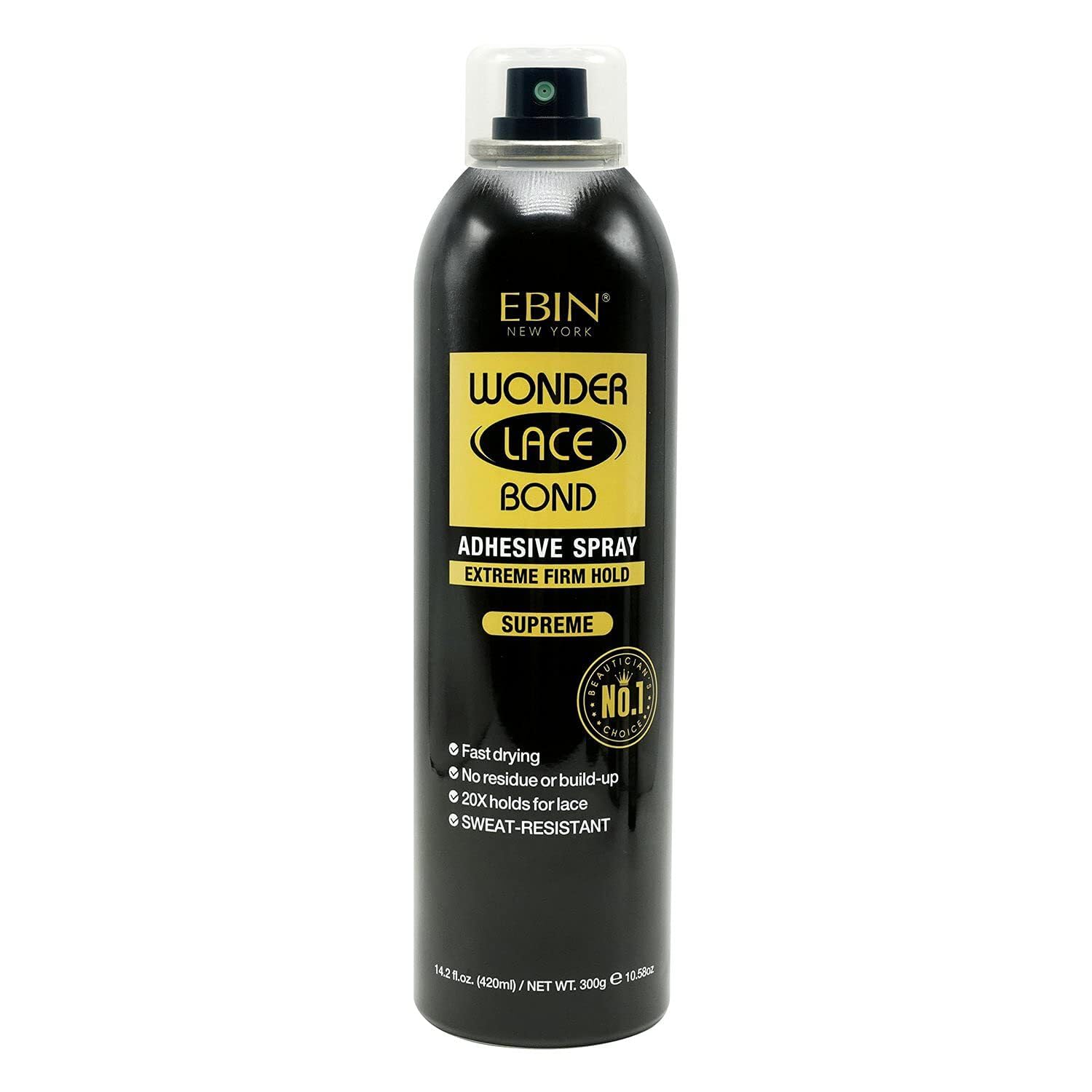 EBIN NEW YORK Wonder Lace Bond Adhesive Spray - Supreme (Extreme Firm Hold), 2.7 fl. oz./ 80ml | Fast Drying, No Residue, No Build up, Powerful Hold, All-Day Hold, Daily Wig Application