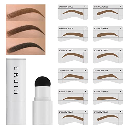 Eyebrow Stamp Stencil Kit Brow Stamp Kit Eyebrow Stamp And Shaping Kit Waterproof Brow Stencil Stamp On Brows Definer With 6 Pairs Reusable Brow Stencils(Dark Brown)