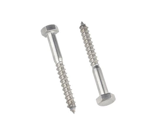 binifiMux 20pcs 1/4" x 4" Stainless Steel Hex Head Lag Screws Bolts Coach Bolts, A2-70/18-8, Plain Finish