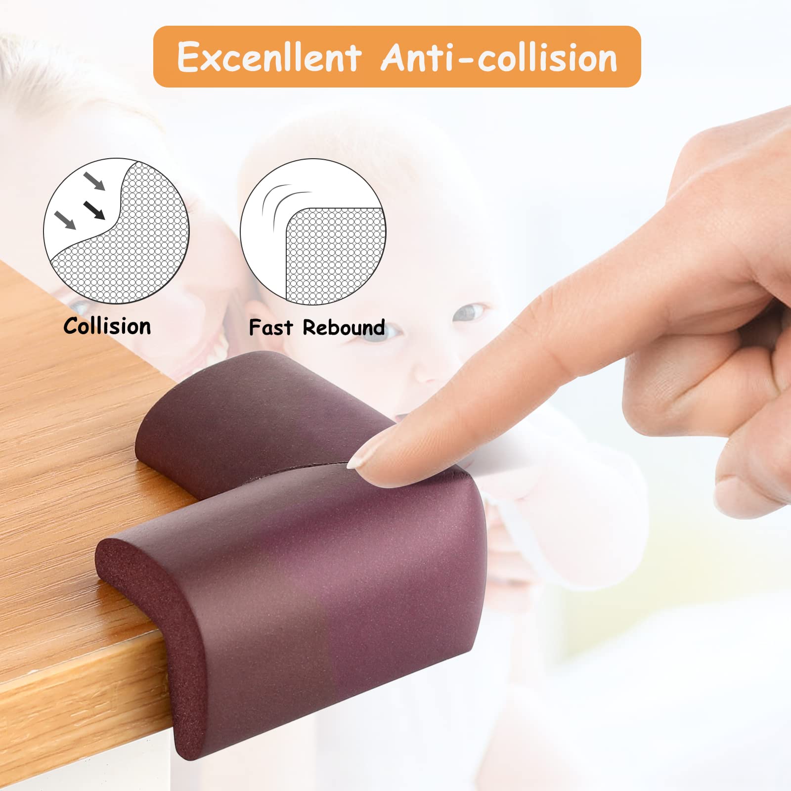PRObebi Corner Protector Baby 10 Pack - Baby Proofing Corner Guards - Extra Large Edge Protector for Baby for Table, Stair, Cabinet - Brown