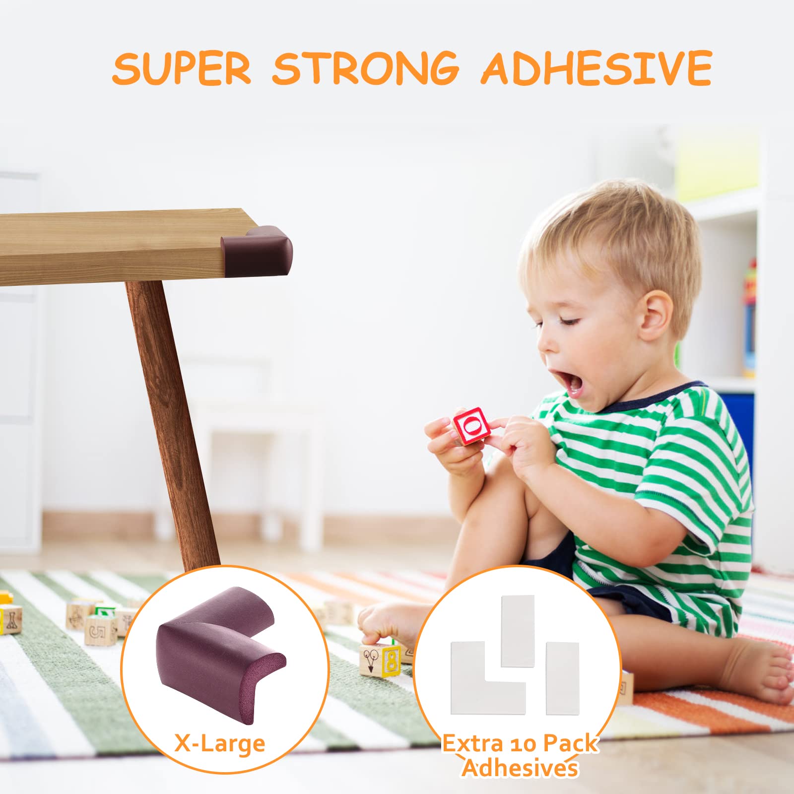 PRObebi Corner Protector Baby 10 Pack - Baby Proofing Corner Guards - Extra Large Edge Protector for Baby for Table, Stair, Cabinet - Brown