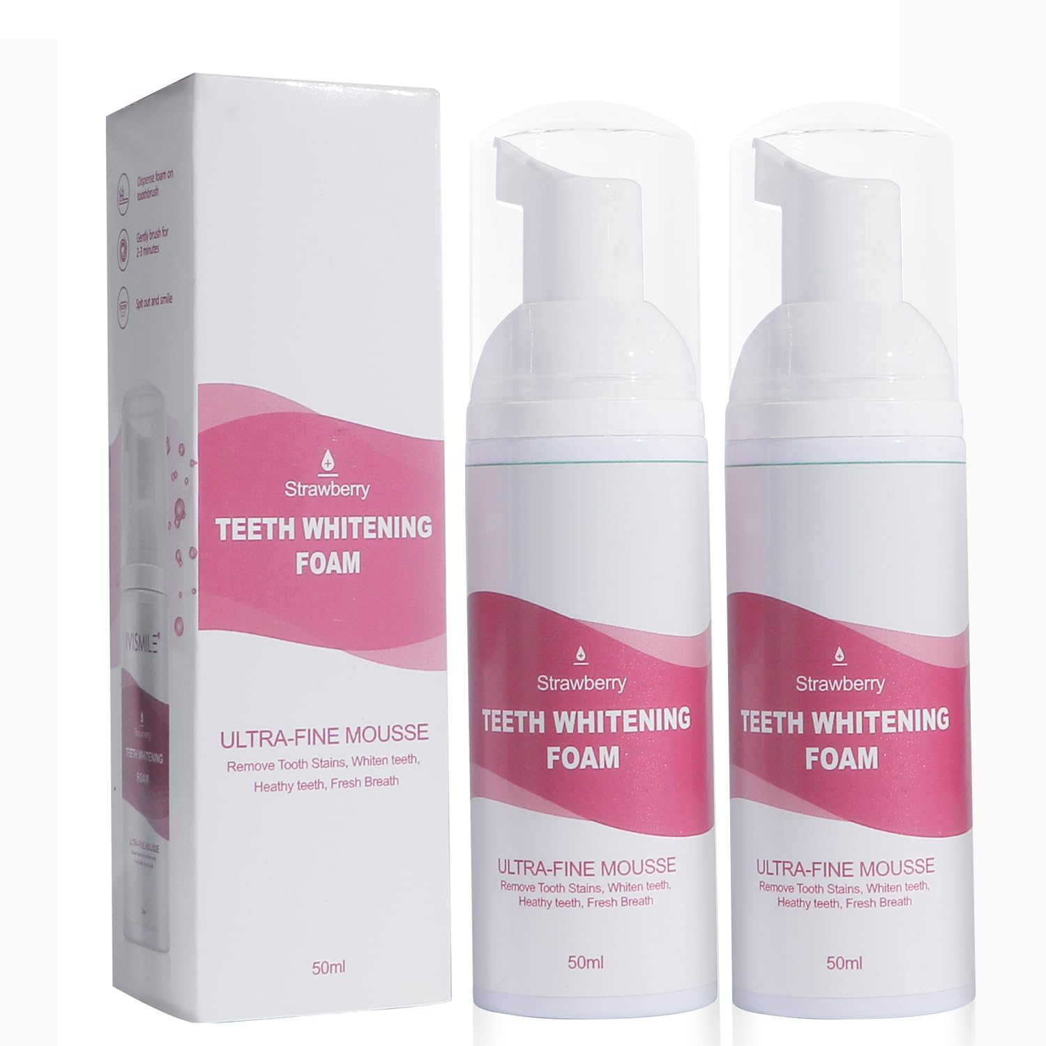 Foam Toothpaste with Fluoride Free Formula, Foaming Toothpaste for U-Shaped Electric Toothbrushes, Whitening Tooth Foam Toothpaste for Kids and Adults, 50ml*2