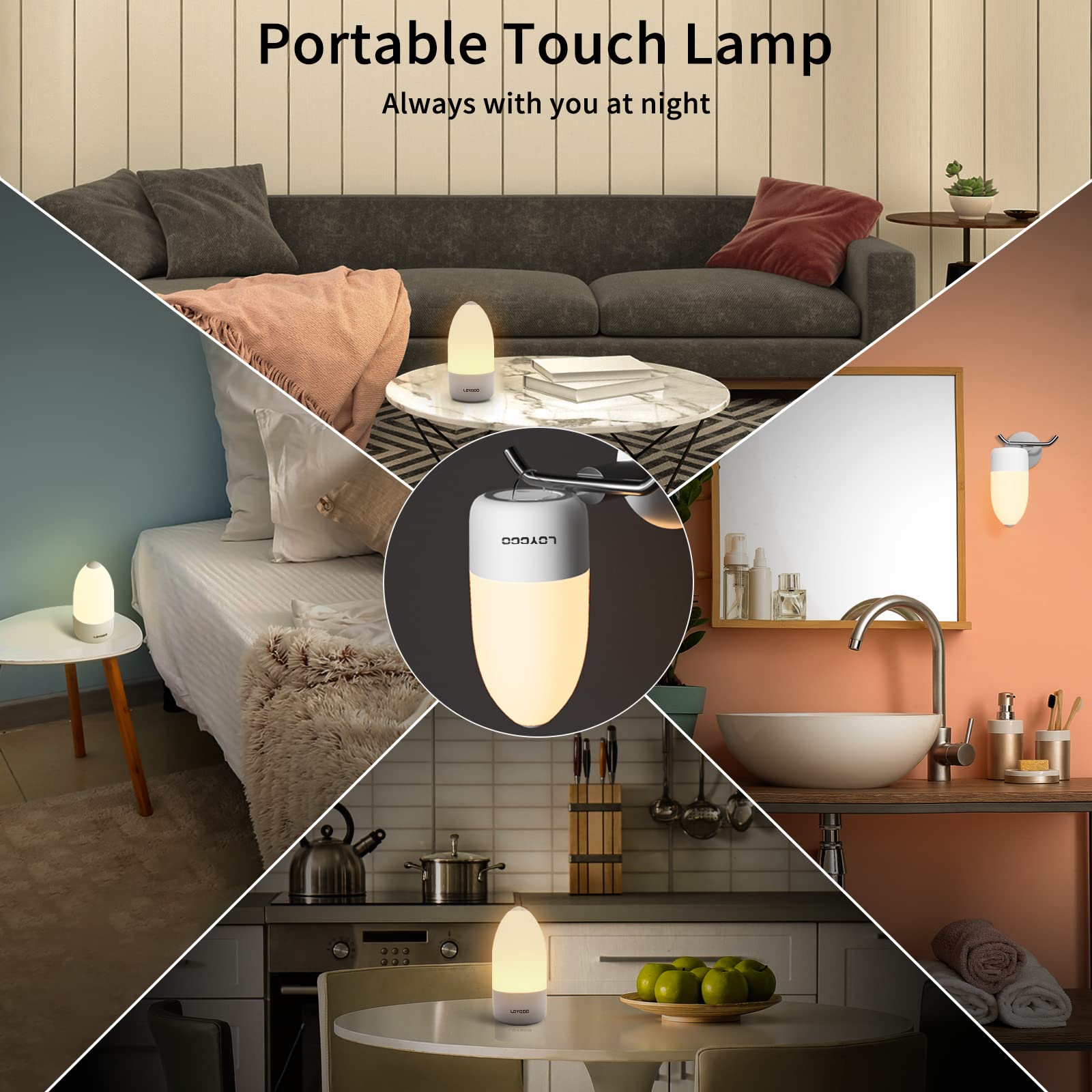 Night Light for Kids, Portable Touch Lamps with Color Changing Mode & Stepless Dimming Function, Rechargeable Baby nigth Light with 1H Timer & Touch Control